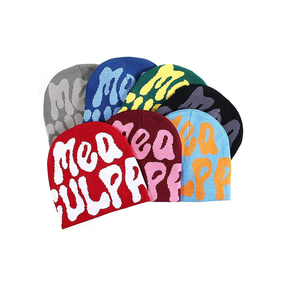 TaowaveWomen Beanie Y2k Hat,MEA Culpa Graphic Beanies Designs,Winter Hat Knit Skull Cap Gray Blue (Gray Blue)