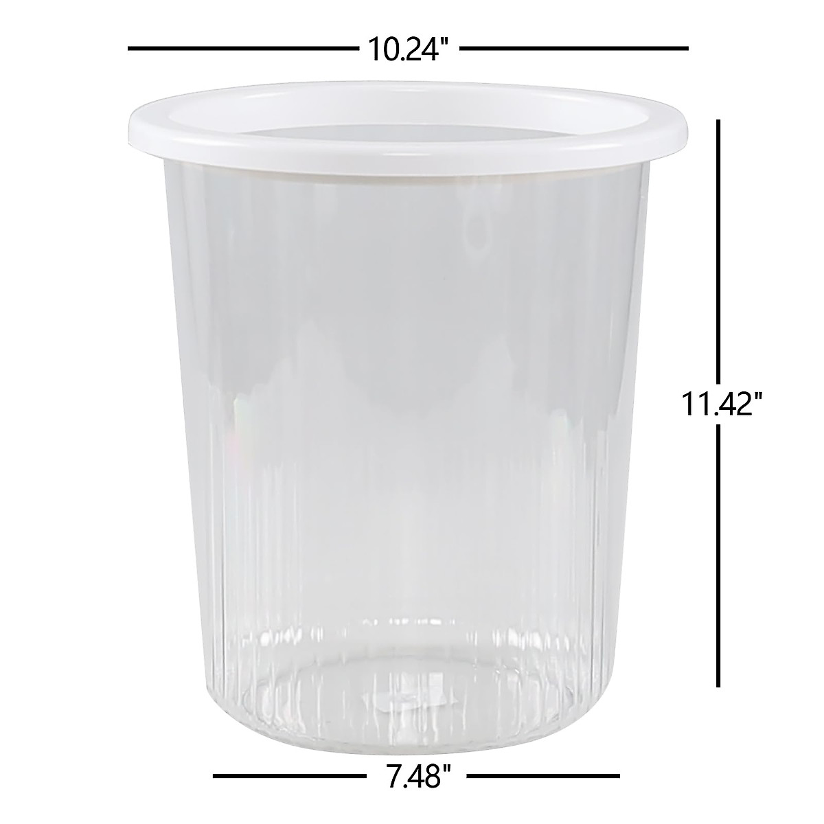 Bringer 2.6 Gallon Acrylic Clear Round Small Wastebasket for Bathroom, Bedroom, Kitchen, 4 Pack Plastic Small Trash Can