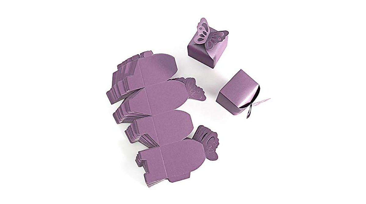 Elegant Purple Butterfly Favor Boxes for Parties & Weddings