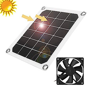 6V 10W Solar Powered Exhaust Fan, Waterproof Solar Panel Power Mini Ventilator for Home Attic, Greenhouse, Pet Dog Chicken House Cooling