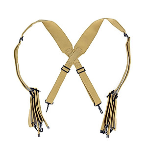 SMONT WW2 US Army M1936 Combat Suspenders WWII Standard X Strap Replica Military Canvas Webbing (Khaki)