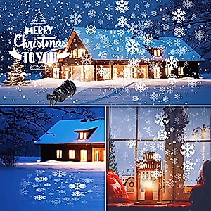Christmas Snowflake Projector Lights Outdoor, Led Snowfall Show Lights Waterproof Landscape Decorative Christmas Lights Lighting for Xmas Holiday Party Garden Patio Indoor Home Decoration Show