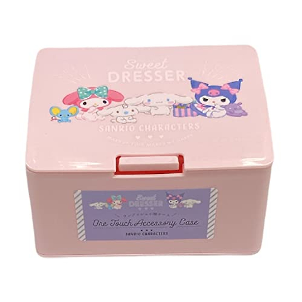 Friend Sanrio My Melody × Kuromi × Cinnamoroll Cute Box with One Touch Open Lid, Makeup Case, Accessory Case, Cosmetic Case, 4.2in x 3.5in x 2.1in