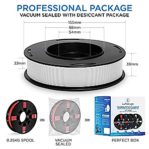 Luftzeuge PLA Filament 1.75mm with Excellent Adhesion - Dimensional Accuracy +/- 0.03mm for High Precision - Fit Most FDM Printers - 0.25KG Per Spool - 4 Colors Bundle (Black, White, Blue, Red)