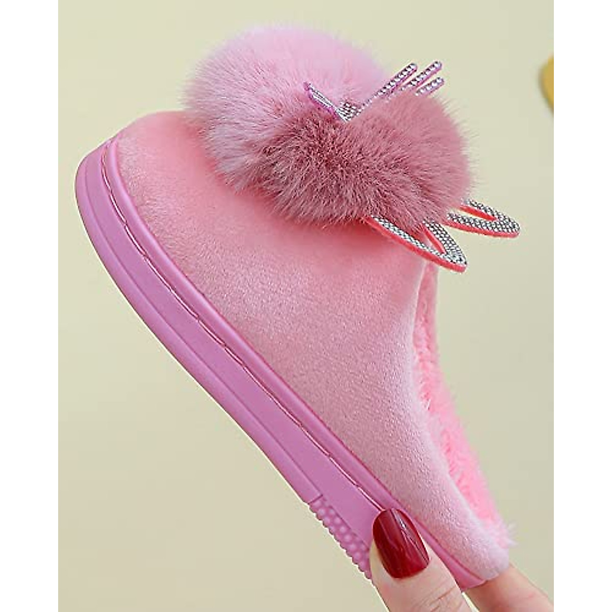 Toddler Slippers Girls Kids Slippers Cute Cat House Slipper Fuzzy Slippers Pink Slipper Winter Warm Slippers Soft House Shoes