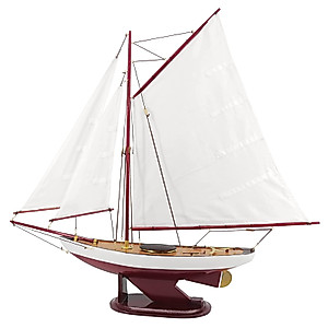 NAUTIMALL 26" Wooden Sailboat Decor Model Ship Model Bermuda Sloop Boat Model Handmade Nautical Modern Yacht sail Boat Schooner Model Coastal Home Decor Coastal Gift Scale