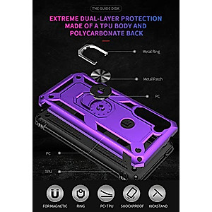 Moto G Stylus (2020) Case, Moto G Pro (2020) Case, with Tempered Glass Screen Protectors, Androgate Ring Kickstand Car Mount Shockproof Cover Case for Motorola Moto G Stylus/Pro, Purple