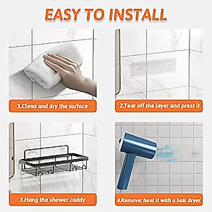 MAYKI Adhesive Hook Strip 4 Packs, Transparent Strong Sticky Adhesive Strips for Shower Caddy, Kitchen Racks, Bathroom Storage Shelves