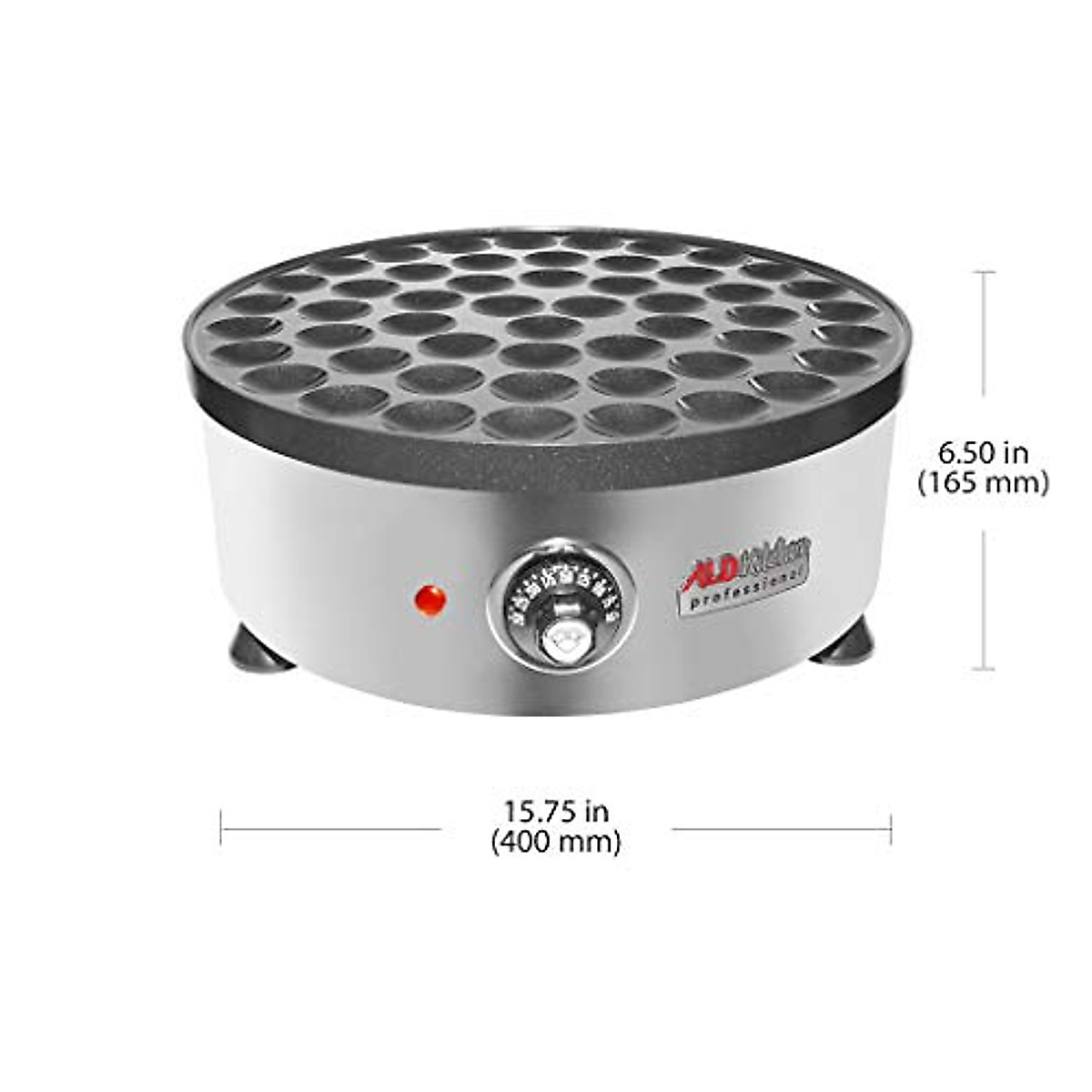 ALDKitchen Poffertjes Maker | Mini Dutch Pancakes Iron | Nonstick | 110V (50 PCS Round)