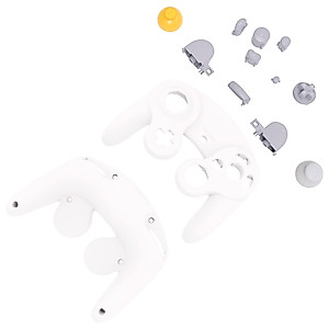 eXtremeRate White Faceplate Backplate for Nintendo Gamecube Controller, DIY Replacement Front Back Housing Shell Cover with Buttons for Nintendo Gamecube Controller - Controller NOT Included