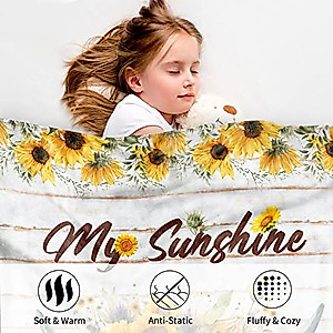 Paready Highland Cow Sunflower Blanket Cow Print Throw Blanket Soft Cozy Blanket for Bedroom Living Room Decor Couch Sofa Lightweight Blanket for Kids Adults-60 X80