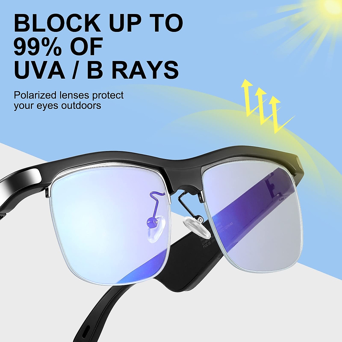 CatXQ Smart Bluetooth Audio Glasses | 2in1 Photochromic Sunglasses & Blue Light Filtering Lenses | HiFi Earmuff | Gradient Pink Sunglasses Lenses for Men Women [Optional Replacement Lens]