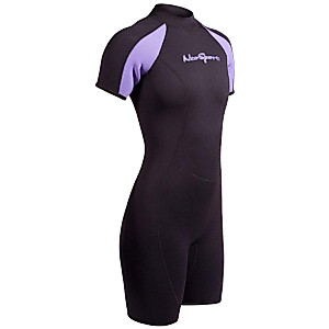 NeoSport 3mm Women's Neoprene Shorty Scuba Wetsuit-Black/Lavender-8