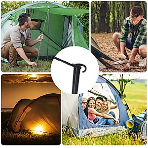 16 Sets Canopy Stakes with Nylon Ropes and Hook Tent Plastic Beach Tent Pegs Heavy Duty Tent Ground Anchor Stakes Outdoor Inflatables Stakes Tents Spikes for Garden Camping Lawn, 7 Inch