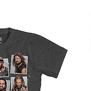 WWE Boys Superstars Group Shirt - John Cena, Daniel Bryan, Seth Rollins World Wrestling Champion Belt T-Shirt (Charcoal Heather, Large)