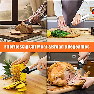 ENERTWIST Cordless Rechargeable Electric Knife 1S Quick Start One-Hand Operation with 4 Stainless Steel Blades and Safety Lock Button, Carving Bread, Meats, Turkey, Crafting Foam