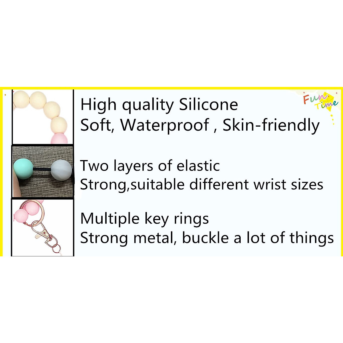 Sither Silicone Keychain Ring for Women Cute Keyring Bracelet Beaded Bangle Key Chain Car Keychain Holder for Mom Gift (pink)