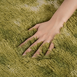 Maxsoft M Fluffy Shag Bedroom Rug, 4x6 Feet Tie-dye Green Area Rugs for Living Room Nursery Bedside, Fuzzy Plush Dorm Rug for Girls Kids, Furry Carpet for Indoor Modern Soft Home Decor
