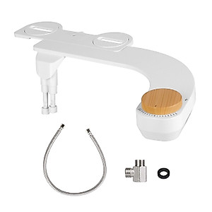 Non-Electric Dual Nozzle Cold Water Bidet Toilet Seat Attachment White