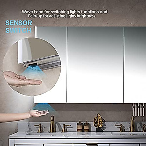 WOODBRIDGE 48"x30" LED Medicine Cabinet, Surface Mount, Frameless Tri-View, Defog, Soft Close Hinges, Adjustable Shelves, 3000K-6000K Color Temp, Touchless Operation