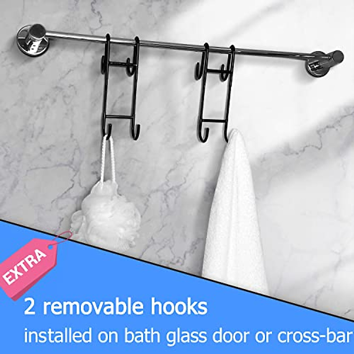 PRAGATISM 6 Pieces Shower Caddy, No Drilling Adhesive Shower Organizer, Large Capacity Shower Shelves with Rustproof Stainless Steel for Bathroom & Kitchen Organization and Storage (black)