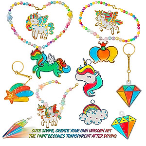 FTBox Create Your Own Unicorn Window Art, DIY Unicorn Window Suncatchers, Crystal Pendant, Arts and Craft Kits for Kids Ages 3-12