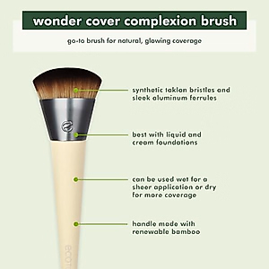 EcoTools Wonder Cover Complexion Brush, Makeup Brush For Flawless Foundation Application & Blending, Full Coverage Base Brush, Eco-Friendly, Synthetic Bristles, Cruelty-Free, 1 Count
