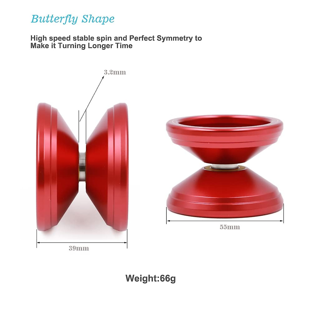 MAGICYOYO V6 Locus Yoyo Professional Responsive Yoyos for Kids Teens Adults, Beginners Yo-yo, Stable Practice Yo-yos for Girls Ladies, Metal Yoyo with Yo Yo Glove+ 12 Yo Yos String+ Pouch Kit, Red