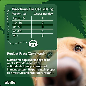 Obille Hemp Calming for Dogs 160 Chews 12oz – Calming Chews for Dogs Anxiety Relief, Everyday Stress Relaxation – with Hemp Oil, Flax Seed Meal, Melatonin, Valerian and Chamomile Extract