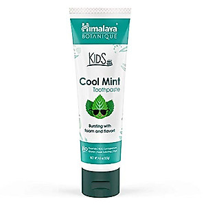 Himalaya Botanique Kids Toothpaste, Cool Mint Flavor to Reduce Plaque and Keep Kids Brushing Longer, Fluoride Free, 4 oz, 2 Pack