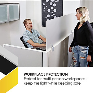 Obex 18" Frosted Acrylic Cubicle Mounted Privacy Panel with Large Brackets, Aluminum Frame, 18" x 60"