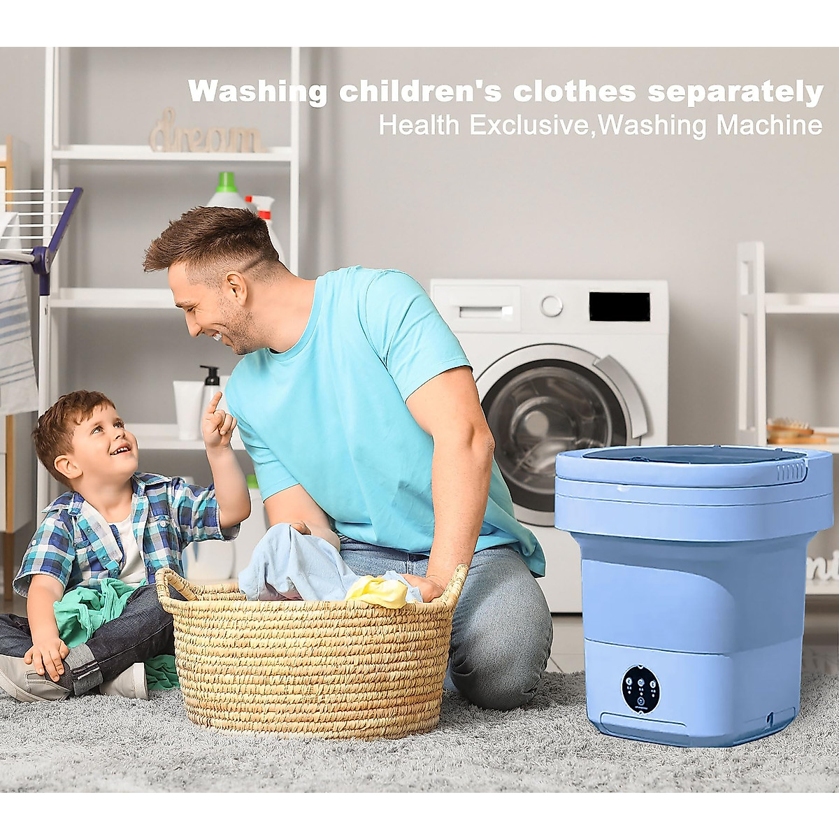 Portable Washing Machine,9L Large Capacity Small Washing Machine,Foldable Washing Machine Washing Small Pieces of Clothing, Baby Clothes,Underwear,Socks…