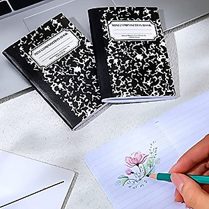 Harloon 150 Pcs Mini Composition Notebook Bulk 4.5" x 3.25" Cute Marble Notebooks Pocket Journal Notebooks for College School Office and Kids Narrow Ruled Black Marble Covers, 60 Sheets/ 120 Pages