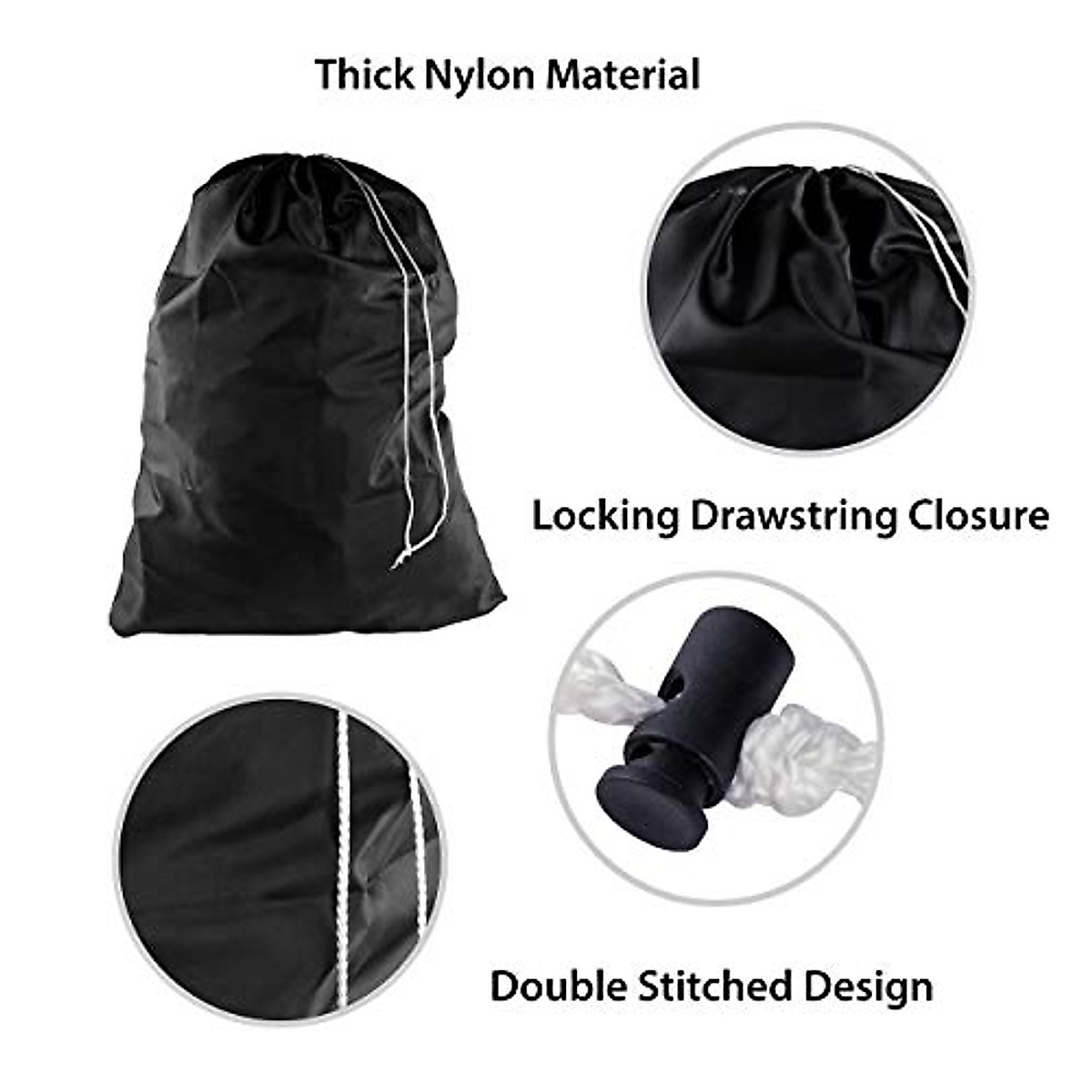 Nylon Laundry Bag Drawstring Locking Closure Machine Washable for Clothing Basket Hamper Replacement
