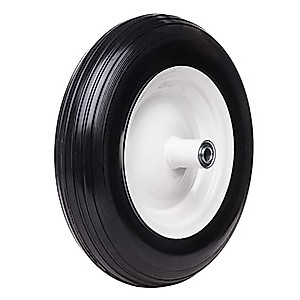 BAIVE BW 16" 4.80/4.00-8 Flat Free Solid Polyurethane Tire and Wheel, 1 Pack PU Airless Tires with 5/8" Ball Bearings 6" Iron Hub for Wheelbarrow/Hand Truck/Tool Cart/Garden Carts, 1 Pack