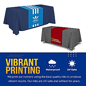 Custom Table Runner Cover with Logo Text Personalized Customizable for Business Vendor Trade Show Shop (36x72)