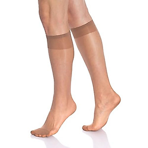 AWS/American Made 8 Pairs Sheer Knee High Socks for Women 15 Denier Stay up Band (Bronze)