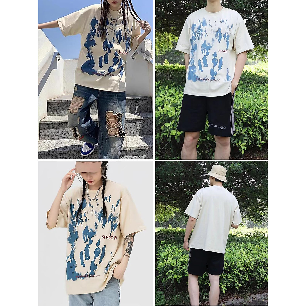 Vamtac Graphic Tees Men Vintage Oversized Y2K Graffiti Print Summer Short Sleeve Streetwear T Shirts for Women Apricot