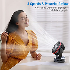 Battery Operated Camping Fan with Light, 5000mah Portable Clip On Fan, Personal Office Desk Fan For Travel Tent, Treadmill, 4 Speed, 35H, Hanging Hook, for Hurricane Emergency