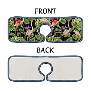 Kitchen Faucet Absorbent Mat 3 Pieces Flamingo And Tropical Plants Faucet Sink Splash Guard Bathroom Counter and RV,Faucet Counter Sink Water Stains Preventer