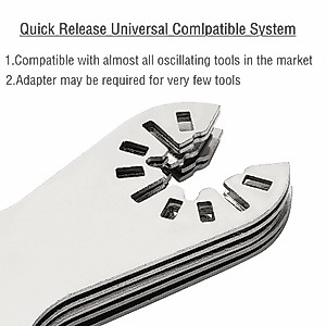 Ettonsun 5 Pcs Diamond Oscillating Tool Blades, Segment Swing Multitool Mortar Cutting Saw Blades for Grit Grout Removal & Soft Tile Cut