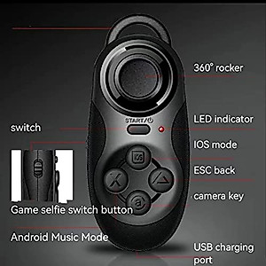 Bluetooth Remote Control Page Turner for iPhone Android Ipad Cell Phone，VR Game Camera Shutter Remote Control Handle
