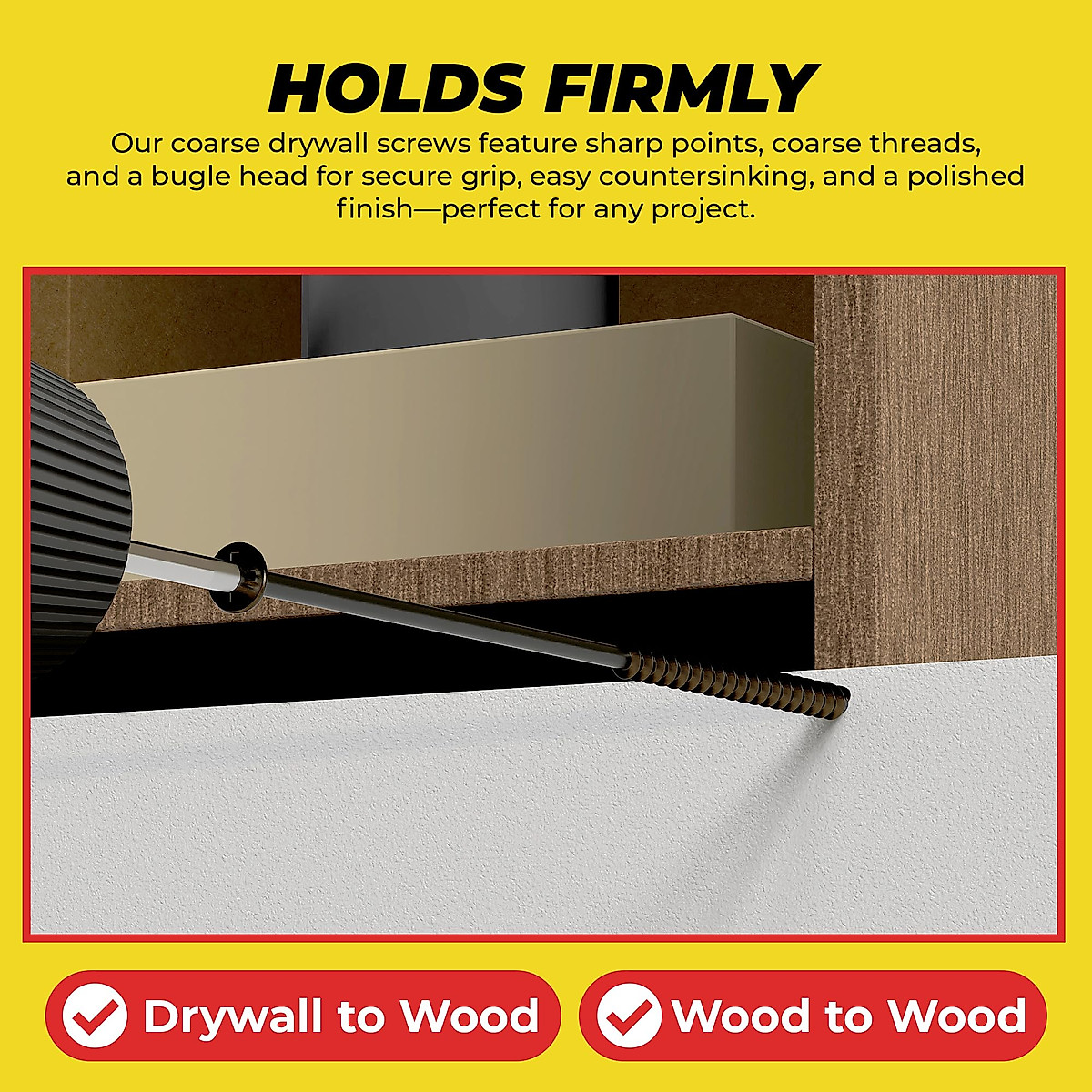 Qualihome #10 Coarse Thread Sharp Point Drywall Screw with Phillips Drive #2 Bugle Head, 1 Lb/Pound, Black, Ideal Screw for Drywall Sheetrock, Wood and More (6 Inch)