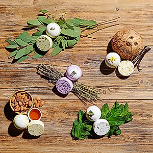 Essential Oils Shower Steamers & Bath Bombs Set in Lavender, Peppermint, Vanilla Coconut, Eucalyptus, Honey Almond Scents, Aromatherapy Shower Steamer, Relaxation Gift for Women,11Pc Set