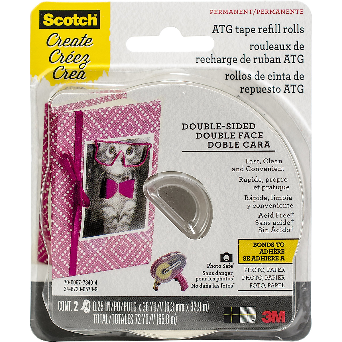 Scotch Brand 085-RAF Scotch Advanced Tape Glider Refill, 1/4 inch x 36 Yards, 1/4-Inch by 36-Yard, Multicolor