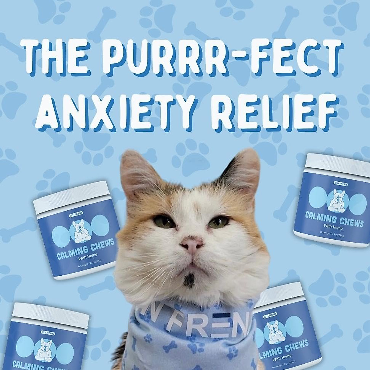 Zen Bites - Calming Chews for Pets - 120 Count - Organic Hemp Treats for Dogs & Cats - Stress Relief - Promotes Relaxation - Thunderstorms - Fireworks - Travel Friendly