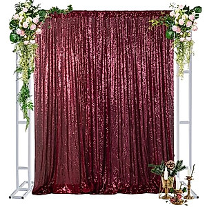 DUOBAO Sequin Backdrop Curtain 4FTx8FT Burgundy Sequins Photo Background Bridal Decoration Fabric Backdrops Glitter Wedding Party Backgrounds Drapes (4FTX8FT, Burgundy)