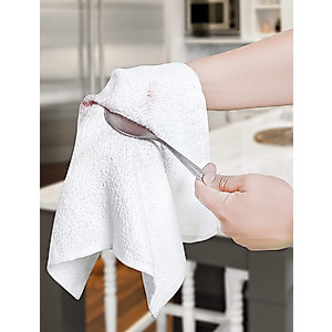 Cotton Terry Towel Cleaning Cloths White, 14"x17" Pack of 24, 100% Cotton Terry Cloth Bar Rags White Bar Towels Multi-Purpose High Absorbent Terry Towels for Cleaning Auto Detailing or Painters