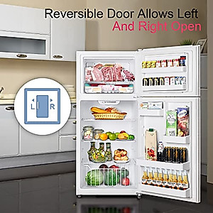 Smad 18 Cu.Ft Top Mount Freezer, Apartment Size Refrigerator with Electronic Temperature Control and Reversible Door, Garage Ready Refrigerator for Dorm, Garage, Office, Bedroom, Stainless Steel