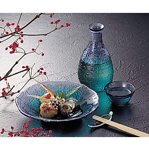 Toyo Sasaki Glass G604-M77 Cooling Sake Cup, Blue Green, Approx. 7.9 x 7.5 x 4.7 inches (20 x 19 x 12 cm), Sake Glass Collection, Liquor Bowl Assortment, Made in Japan, 3 Pieces